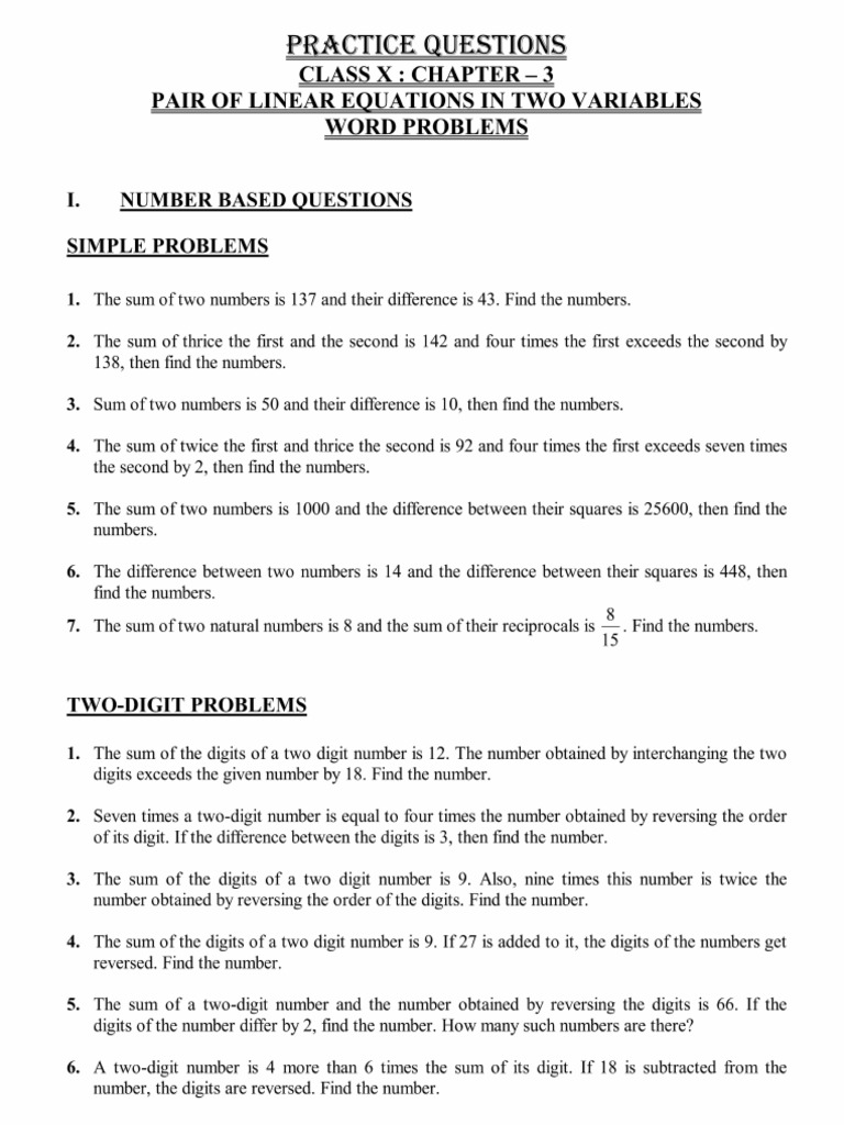 linear variable sheet 2 (1) | PDF
