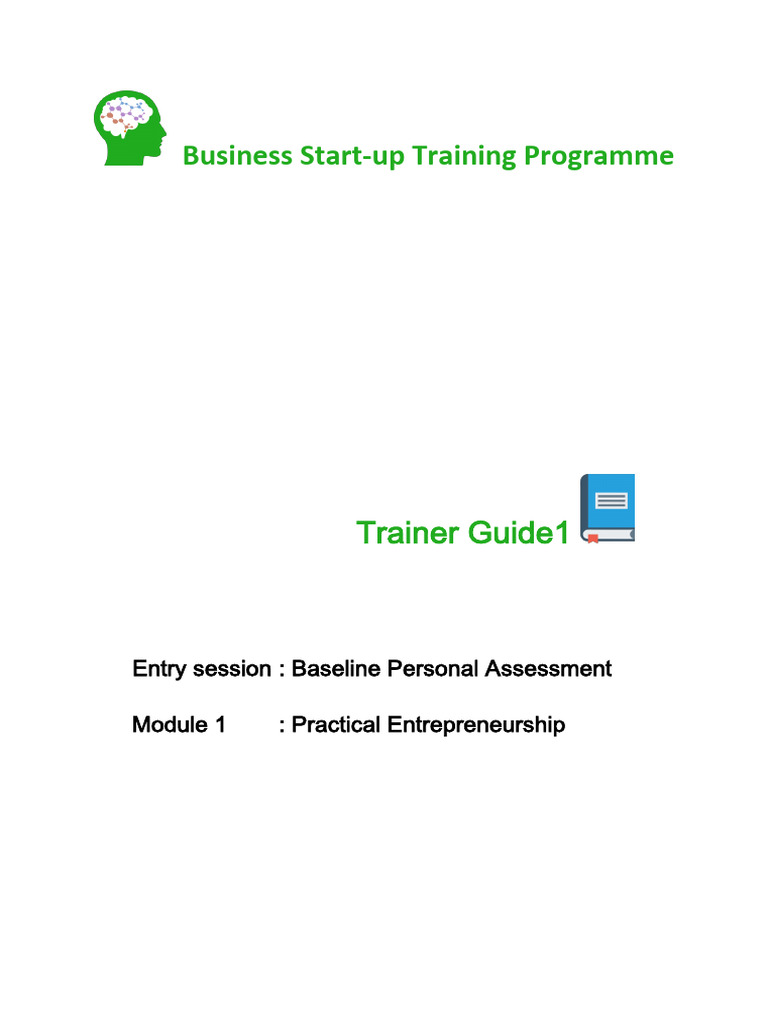 Business Start-up Training Guide | PDF | Entrepreneurship | Social ...
