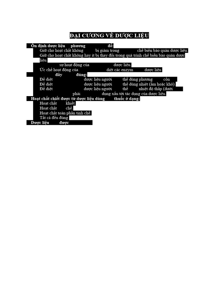 123doc 1500 Cau Trac Nghiem Duoc Lieu Full Dai Cuong Carbohydrat Glycosid Flavonoid Coumarin ...