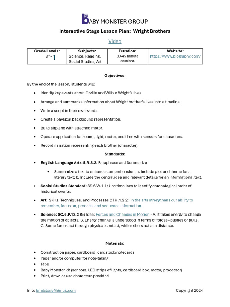 Interactive Wright Brothers Lesson Plan | PDF | Wright Brothers