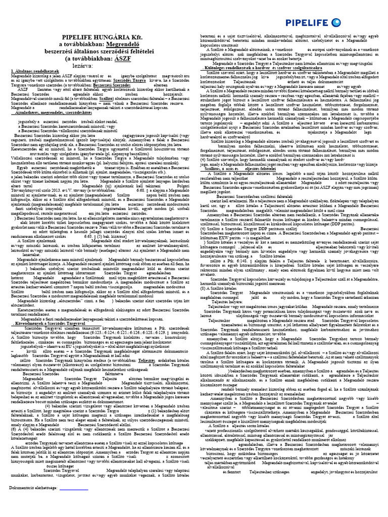 Beszerzesi ASZF Pipelife - HU | PDF