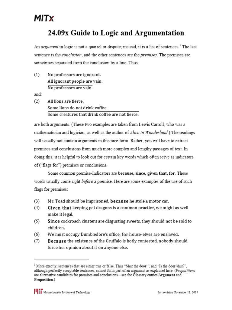 2409x Guide to Logic and Argumentation | PDF | Argument | Logical Consequence