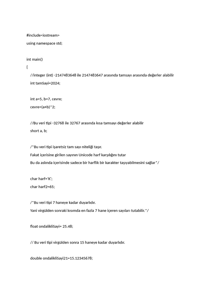 Algoritma Ve Programlama Ders Notu 2 | PDF