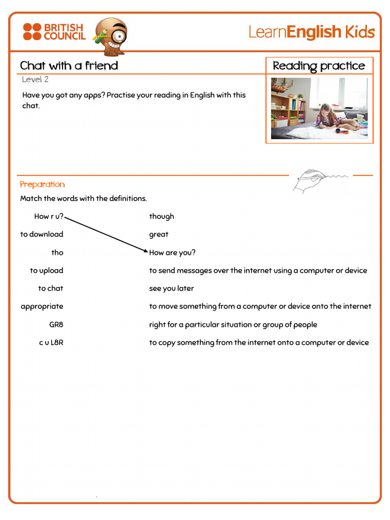Reading Practice Chat With A Friend Worksheet | PDF