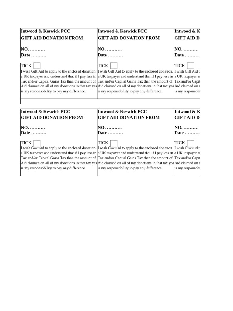 Intwood & Keswick PCC Gift Aid Form | PDF | Donation | Capital Gains ...