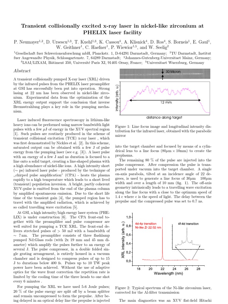 P. Neumayer Et Al - Transient Collisionally Excited X-Ray Laser in ...