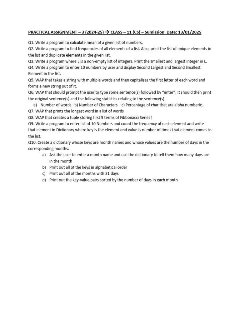 Practical Assignment 2 CS Xi | PDF