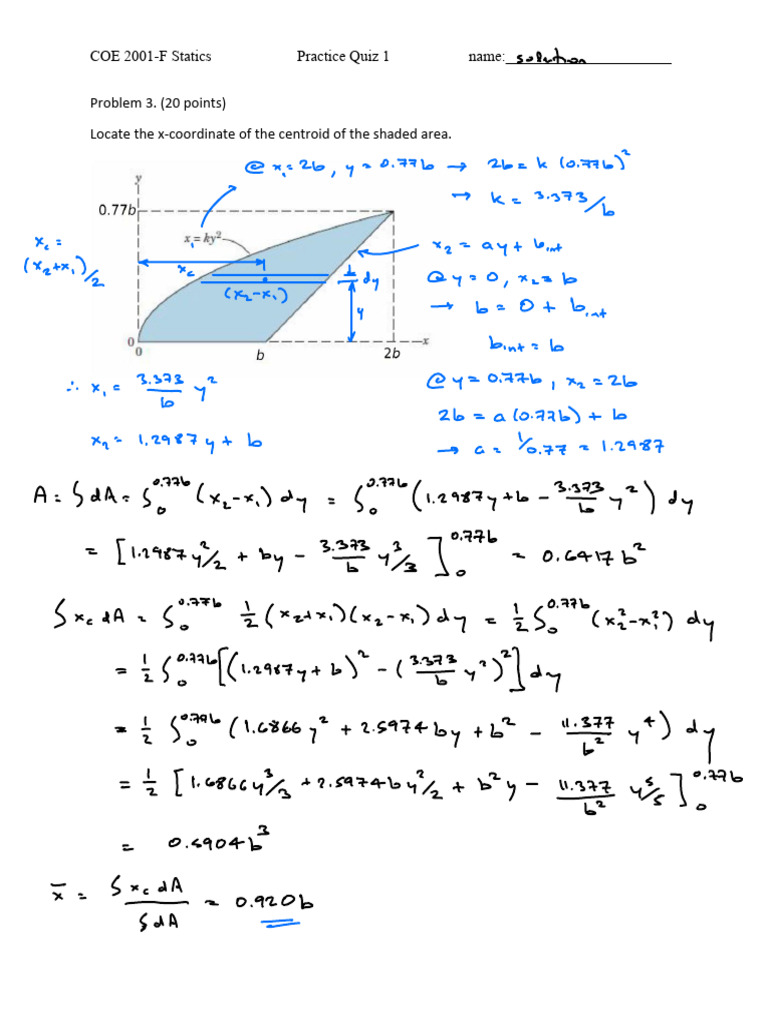 Centroid Calculation Practice Quiz | PDF