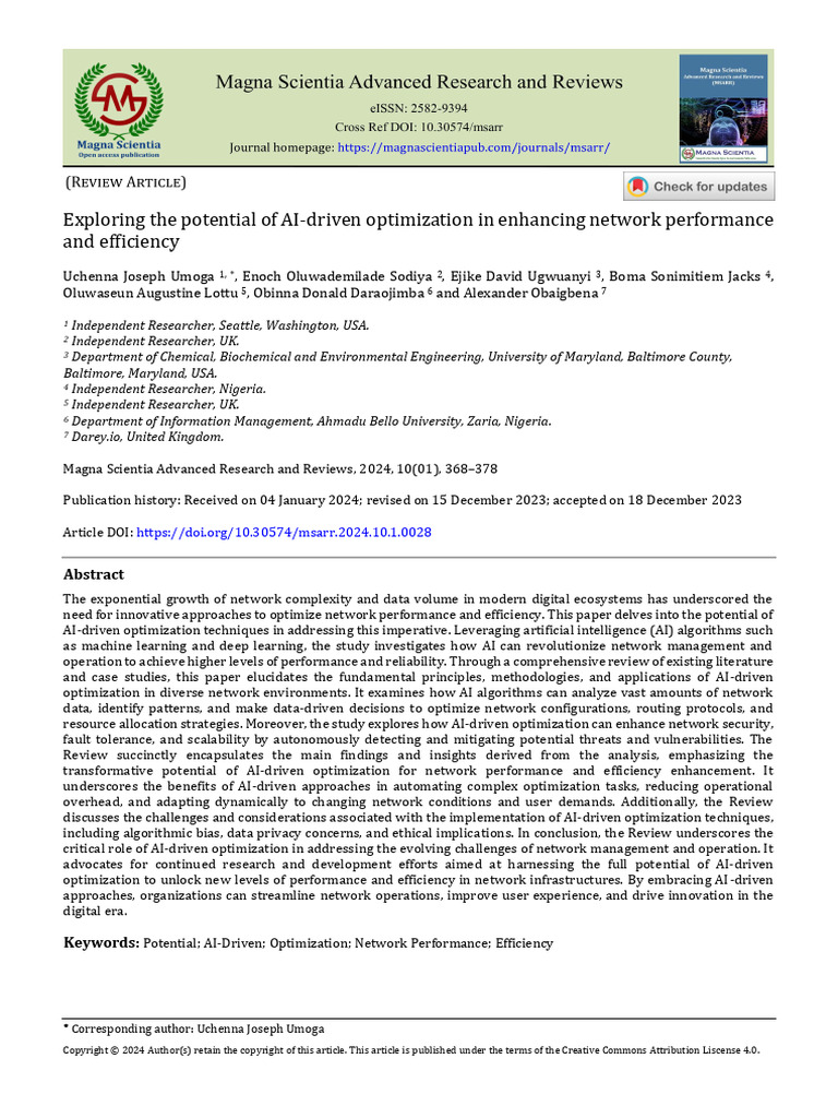 Exploring The Potential of AI-driven Optimization in Enhancing Network ...