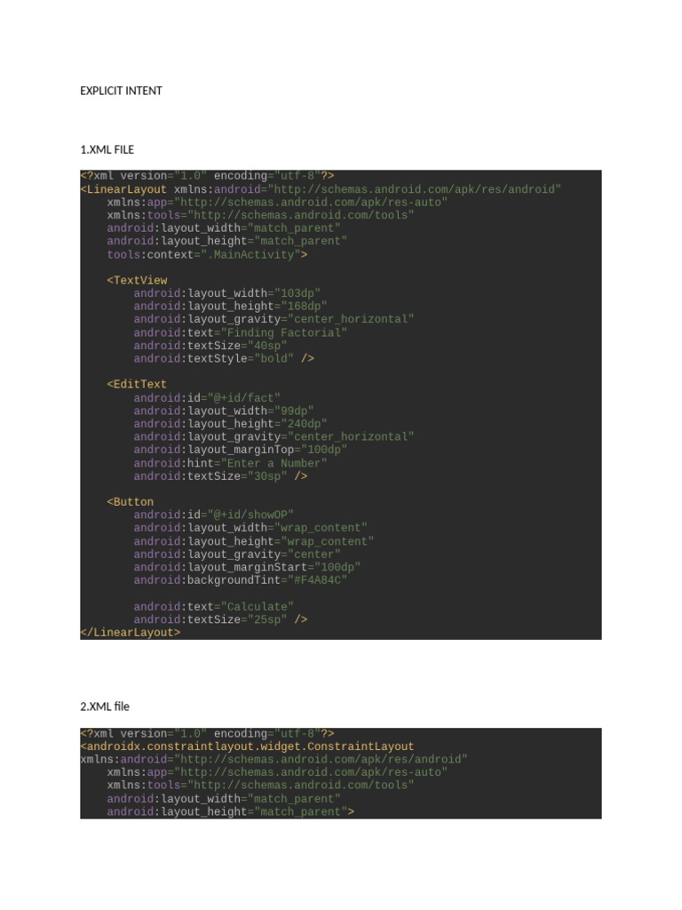 EXPLICIT INTENT | PDF | Android (Operating System) | Software Development