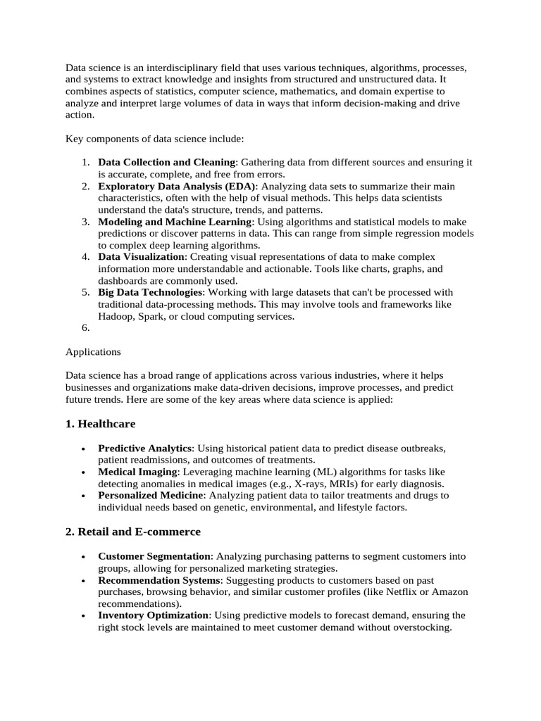 data science | PDF | Data Science | Machine Learning data science | PDF | Data Science | Machine Learning