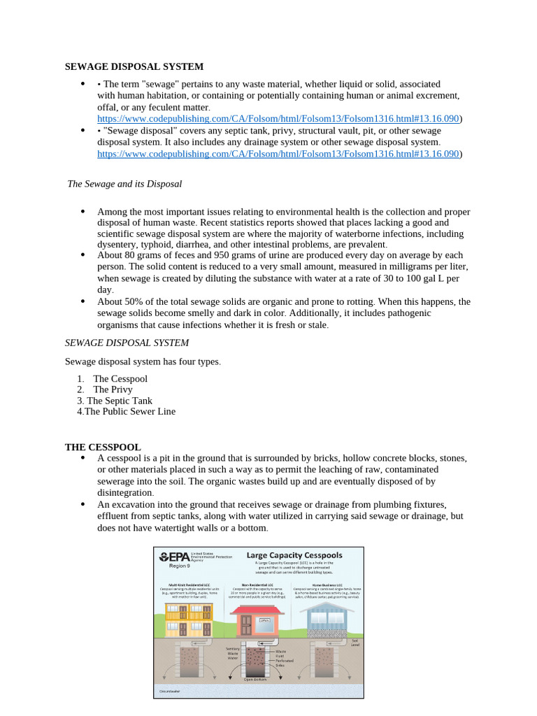 SEWAGE-DISPOSAL-SYSTEM PPT Notes | PDF | Sanitary Sewer | Septic Tank