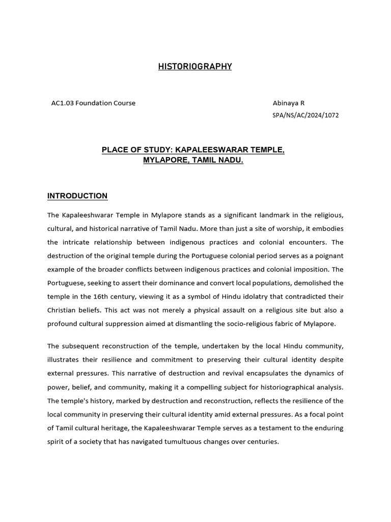 Historiographical Essay - 01.12.2024 | PDF | Temple