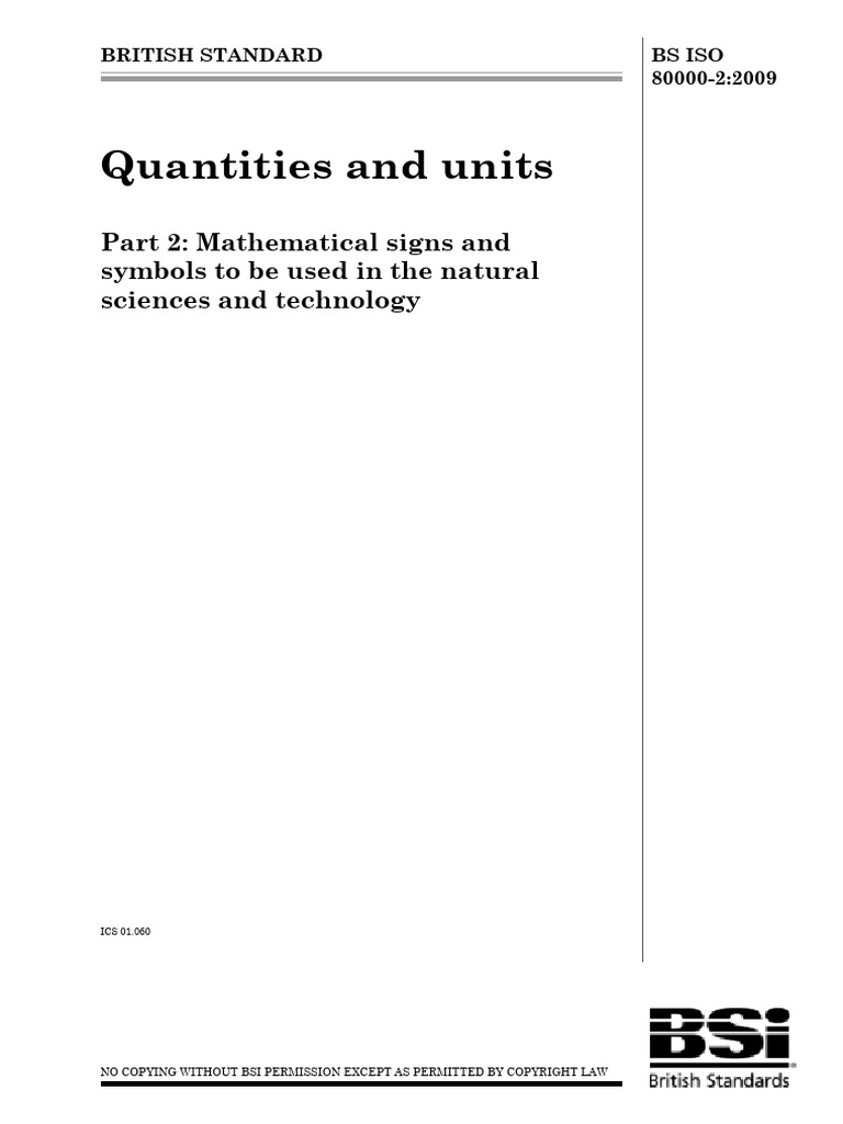 BS Iso 80000-2-2009 | PDF | International Organization For ...