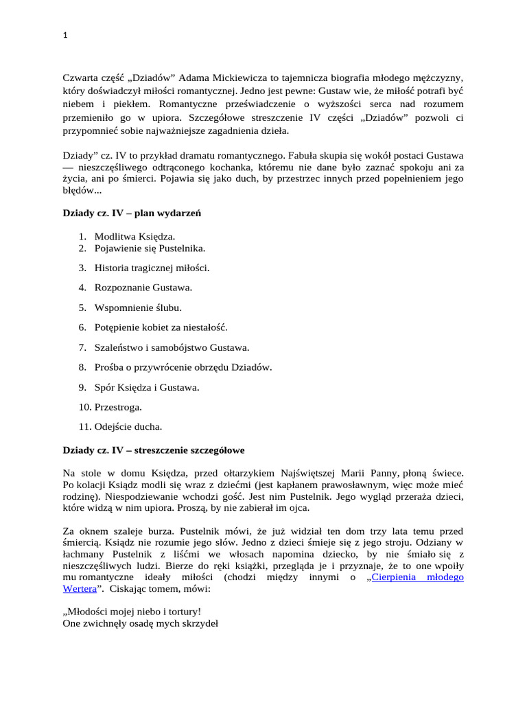 Dziady IV | PDF