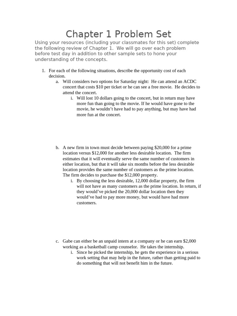 economics worksheet (problem set) | PDF | Internship | Job Hunting