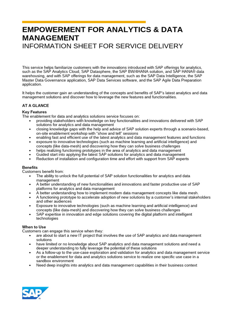 Analytics_and_Data_Mgmt_Infosheet_Empwt_Data_ Analytics_23Q3 | PDF | Analytics | Use Case