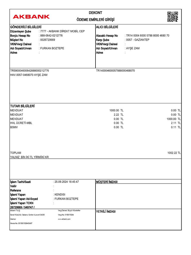 Akbank Dekont-3 | PDF