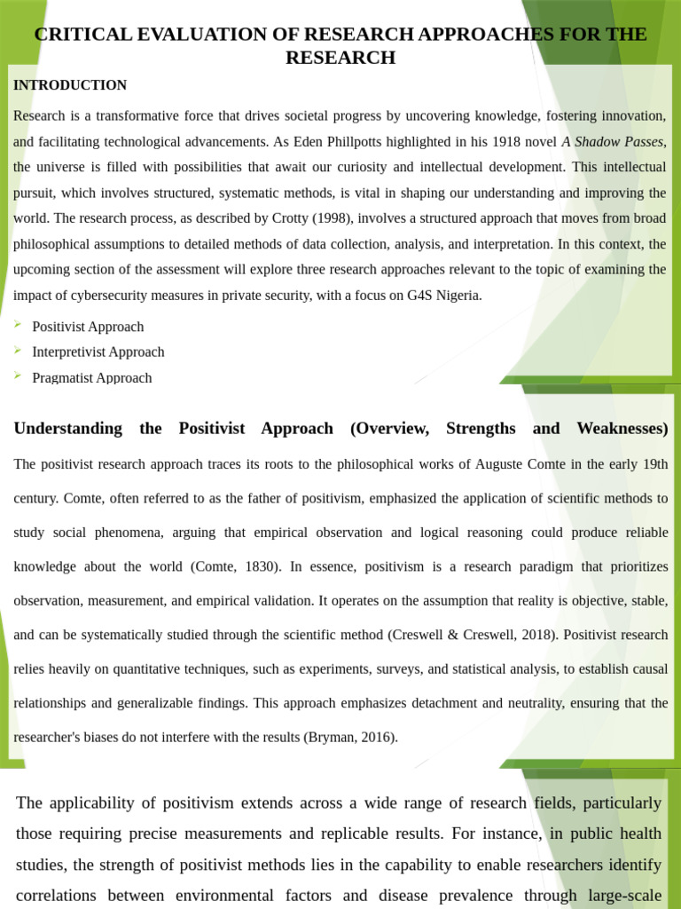 Critical Evaluation of Research Approaches | PDF | Positivism | Quantitative Research