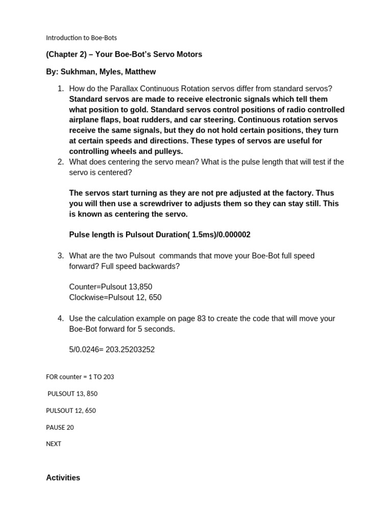 Introduction to BoeBots (1) (1) | PDF | Servomechanism | Computer ...
