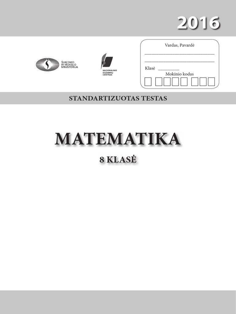 6150 Matematika ST2016 8kl Pataisyta | PDF