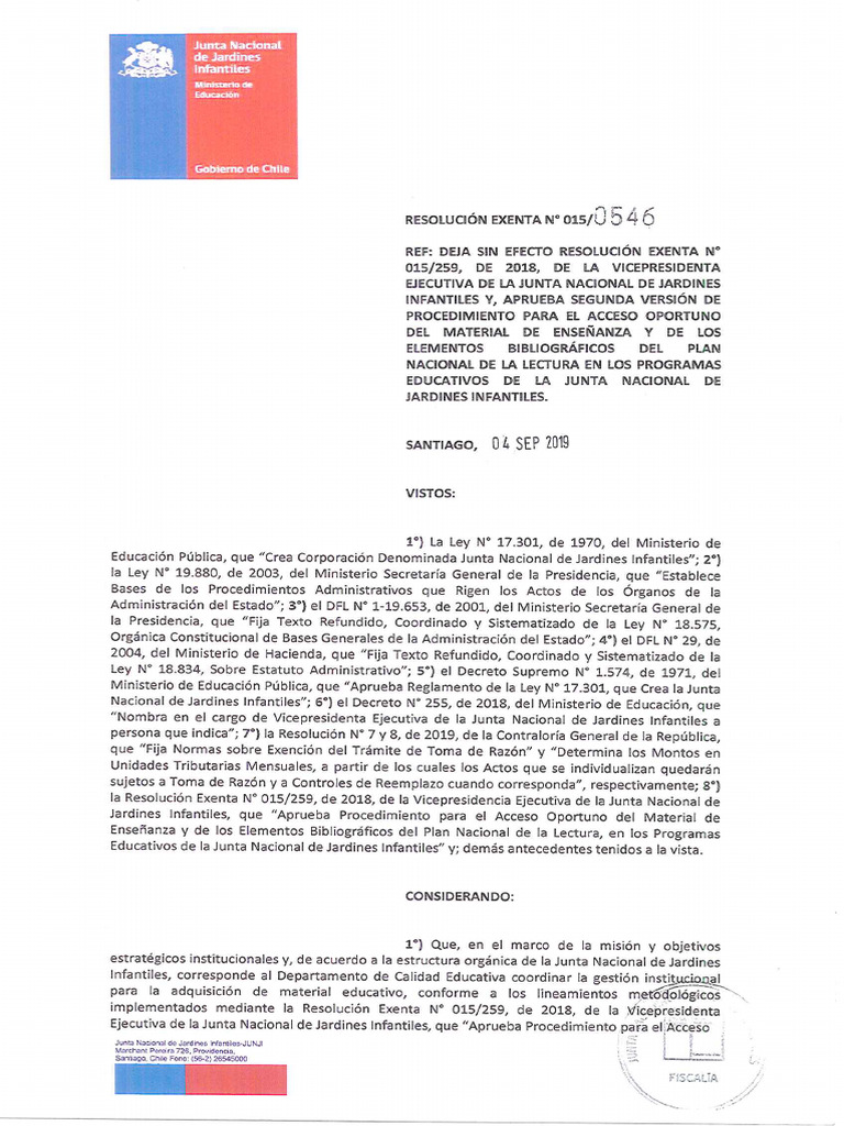 Res. Exenta N546 - Actualizacion Procedimiento Material de Enseñanza y ...