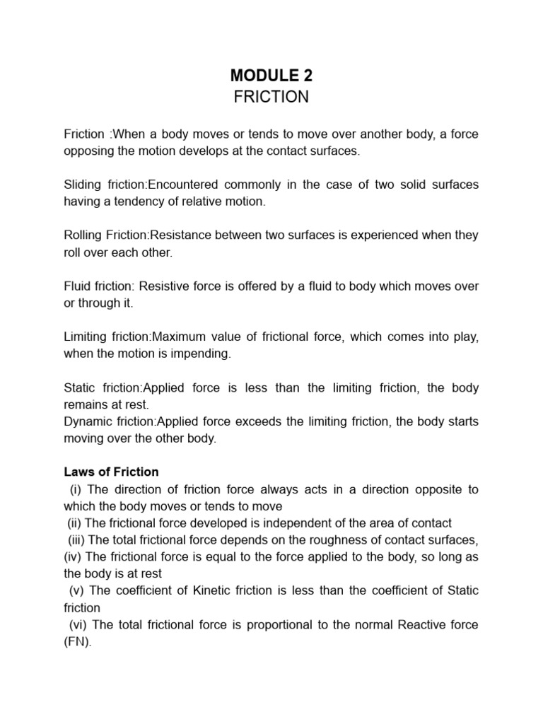 Understanding Types and Laws of Friction | PDF