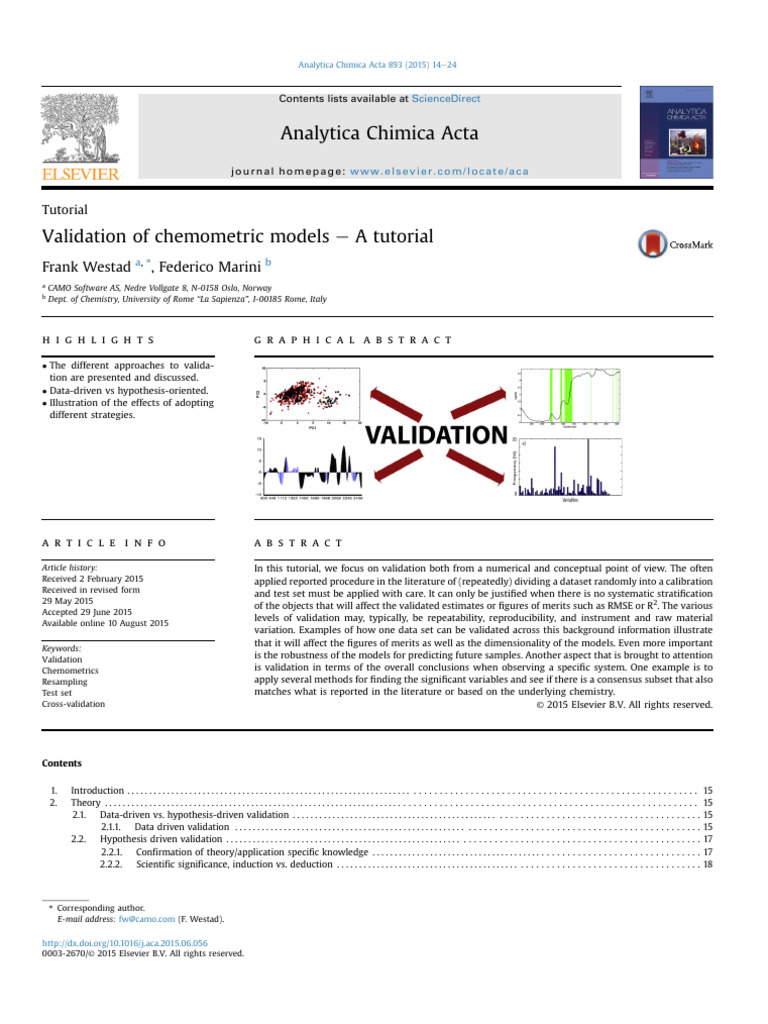 Validations of Chemometric Models | PDF | Cross Validation (Statistics) | Bootstrapping (Statistics)
