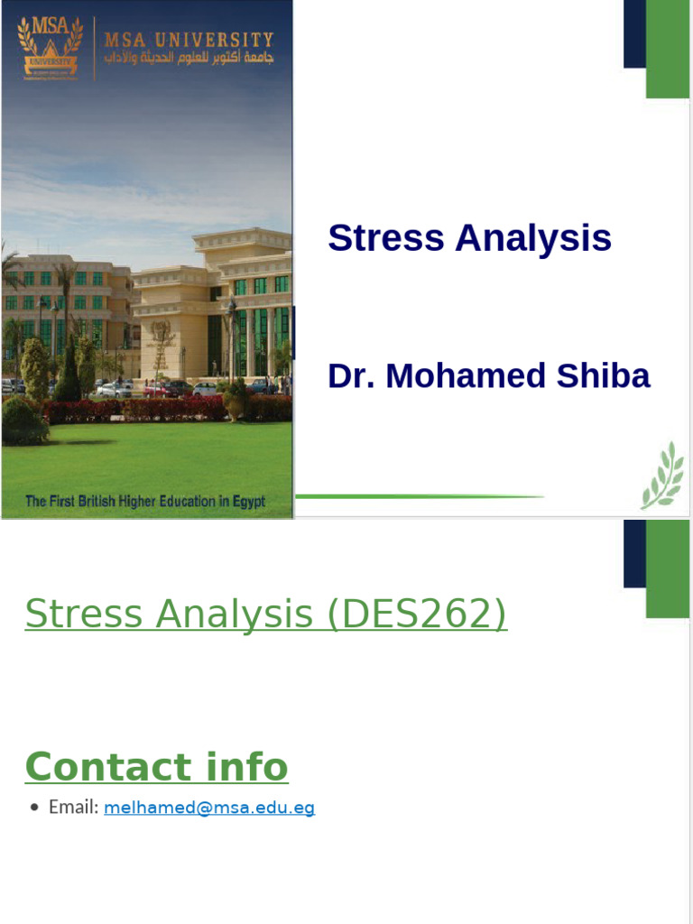 Lec. 1- Introduction | PDF | Stress (Mechanics) | Stress–Strain Analysis