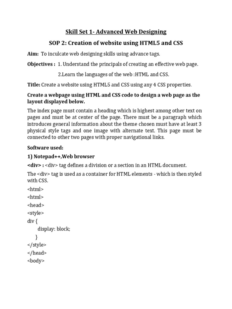 SOP2_1 | PDF | Html Element | Html