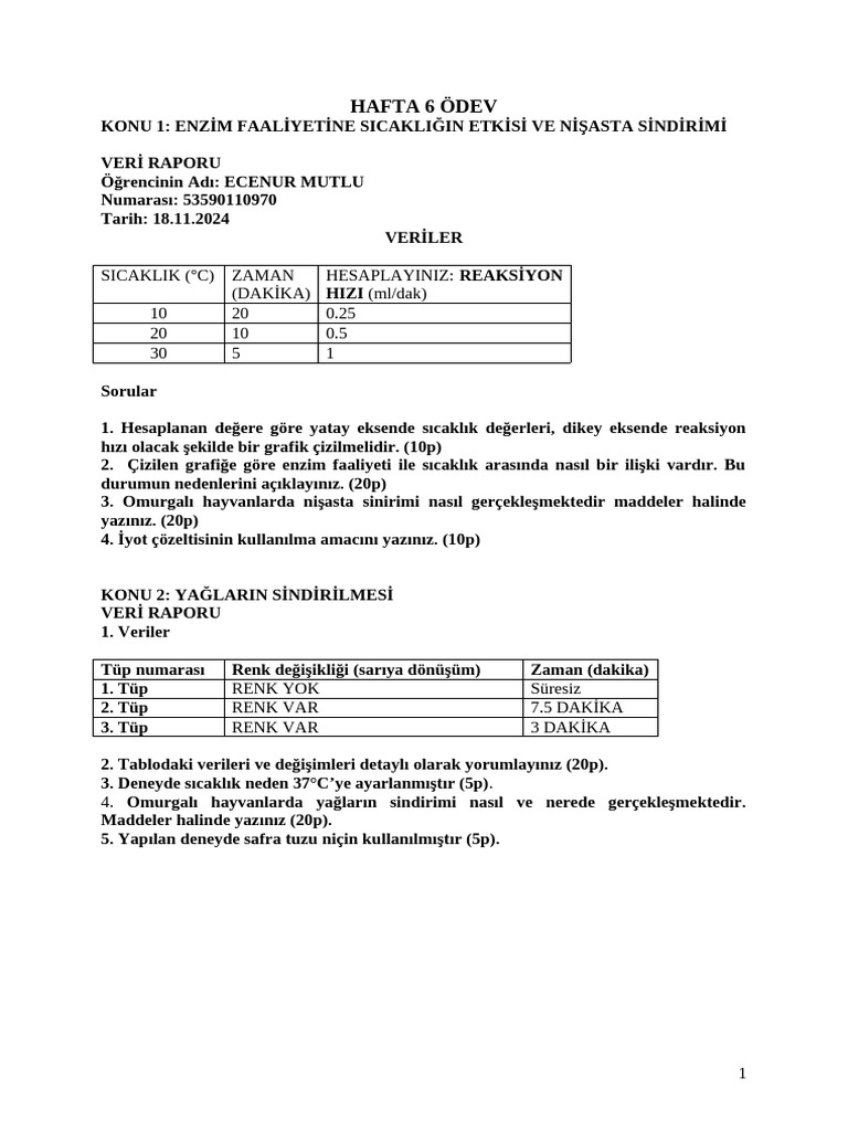 HAFTA 6 ÖDEV - SindirimFizyolojisi | PDF