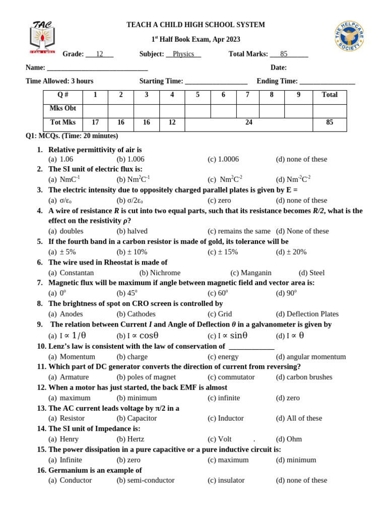 physics 2nd year | PDF | Inductor | Inductance