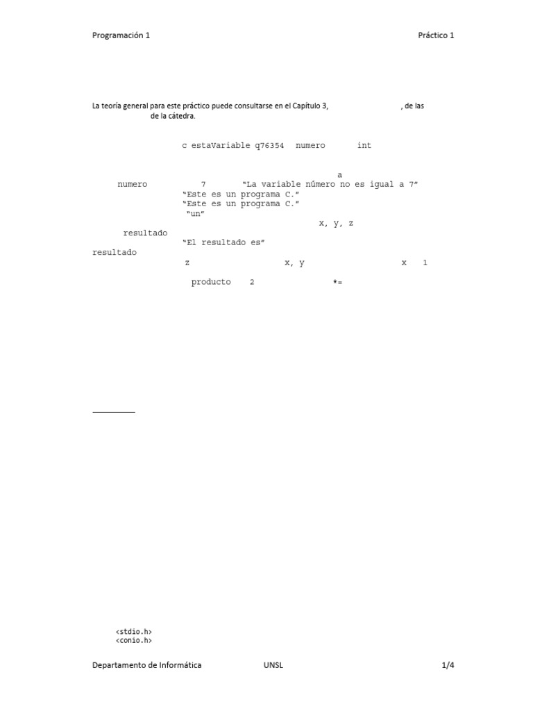 Práctico 1: Operadores y Expresiones. Tipos de Datos. Variables Simples. Sentencias de Control ...