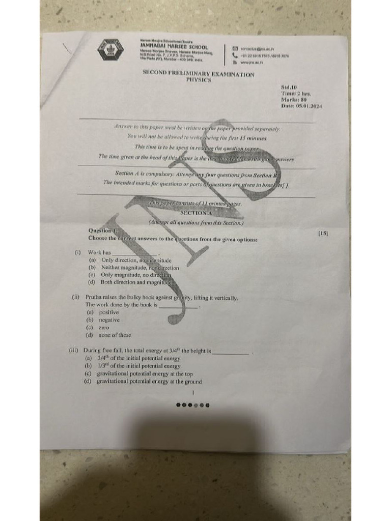 Physics JNS Prelims Paper | PDF