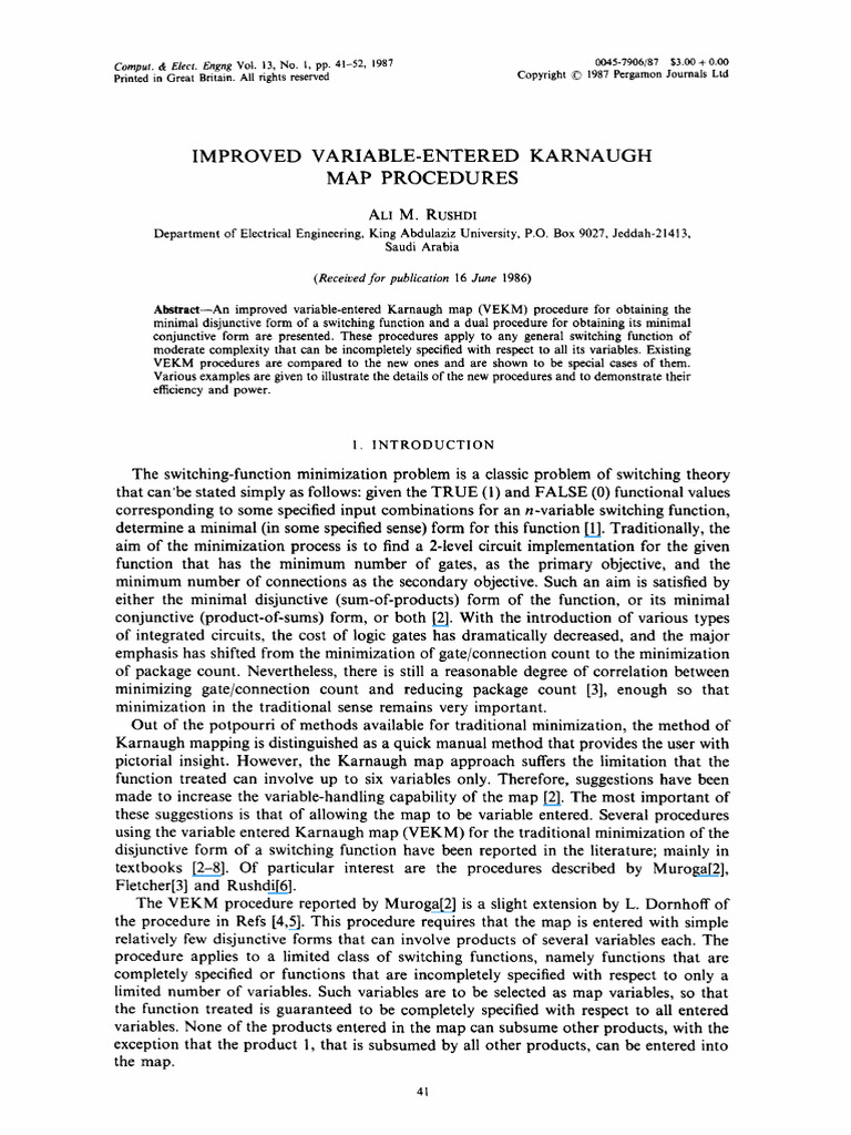 Improved Variable Entered Karnaugh Map p | PDF | Mathematics | Applied Mathematics