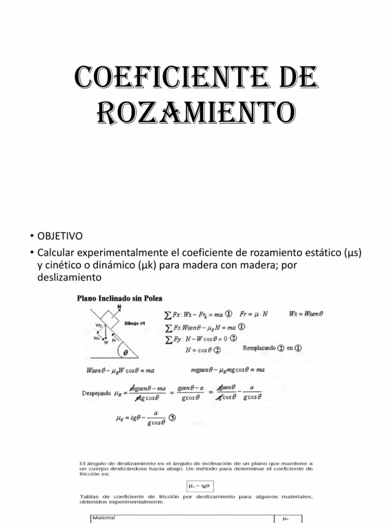 Clase # 8 Coeficiente de Rozamiento | PDF
