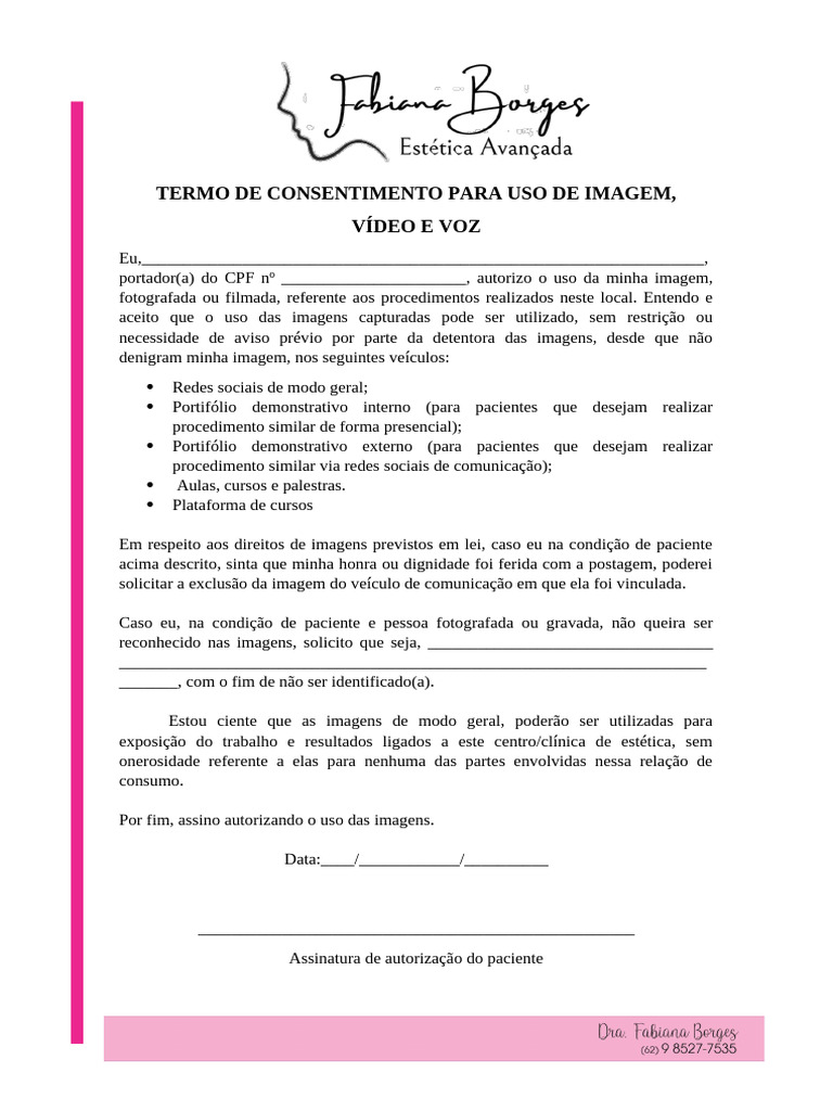 Termo de Consentimento para Uso de Imagem | PDF