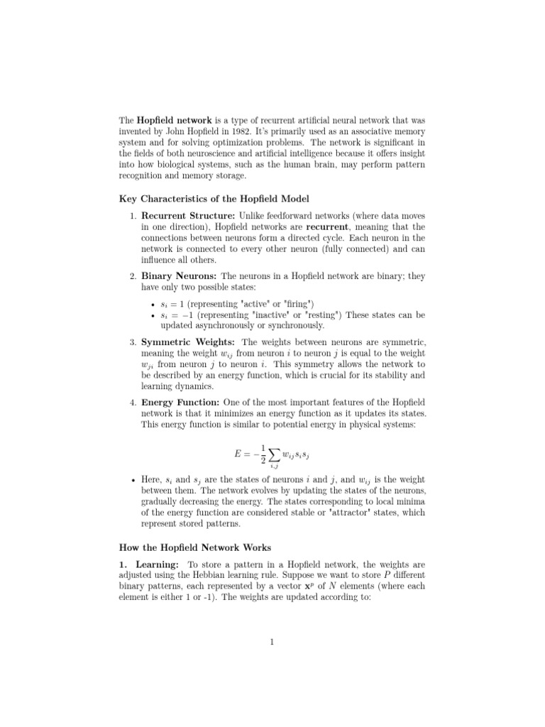 hopfield | PDF | Artificial Neural Network | Algorithms