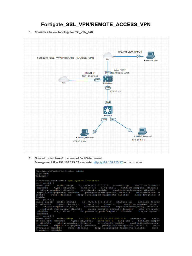 SSL VPN - REMOTE ACCESS VPN - Fortigate | PDF | Virtual Private Network | Ip Address