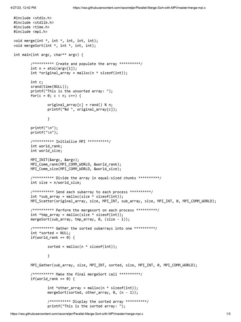 Parallel Programlama - MPI Mergesort | PDF | Object Oriented Programming | C++