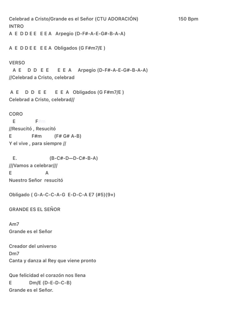 Celebrad a Cristo y grande es el Señor (CTU ADORACIÓN) 2 | PDF