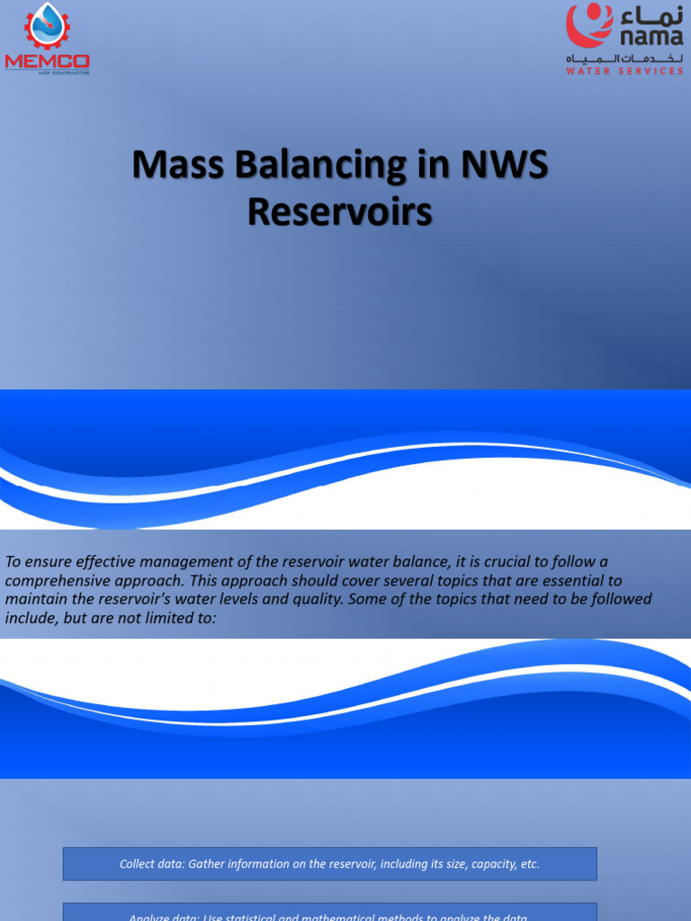 Mass Balancing in NWS reservoirs_Rev.00 | PDF | Flow Measurement | Pump Mass Balancing in NWS reservoirs_Rev.00 | PDF | Flow Measurement | Pump