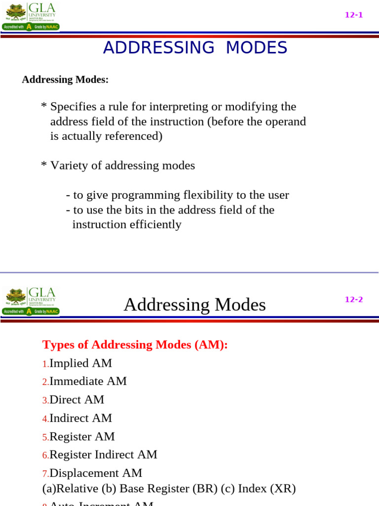 Addressing Modes - Lecture - 18 | PDF | Computer Hardware | Integrated Circuit