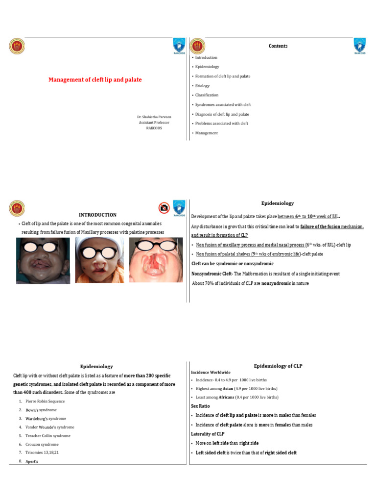 12. Management of Cleft lip and Palate | PDF | Orthodontics | Medical Specialties