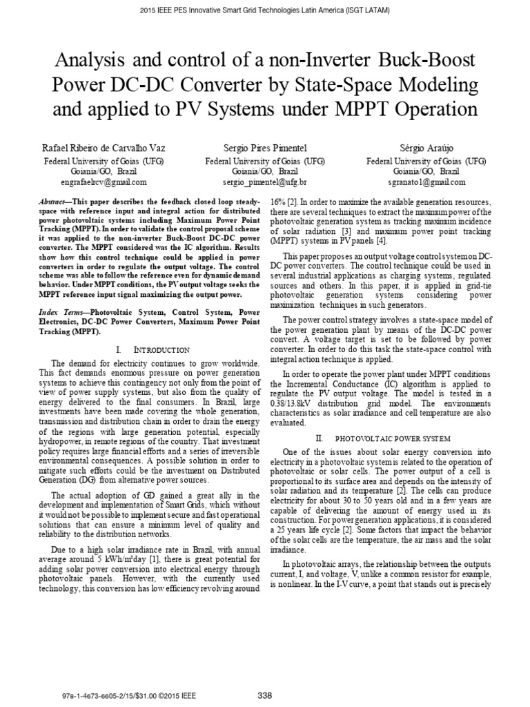Analysis and Control of A Non-Inverter Buck-Boost Power DC-DC Converter ...