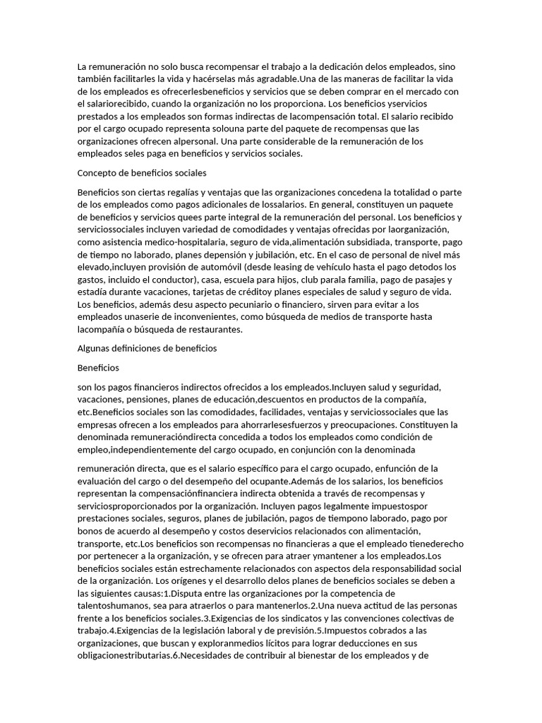 Beneficios Sociales en la Remuneración Laboral | PDF | Salario | Jubilación