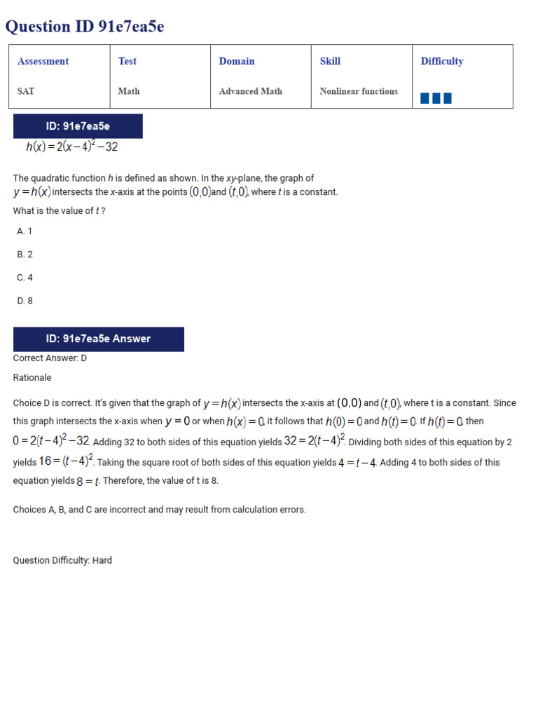 SAT Math: Nonlinear Functions | PDF | Function (Mathematics ...
