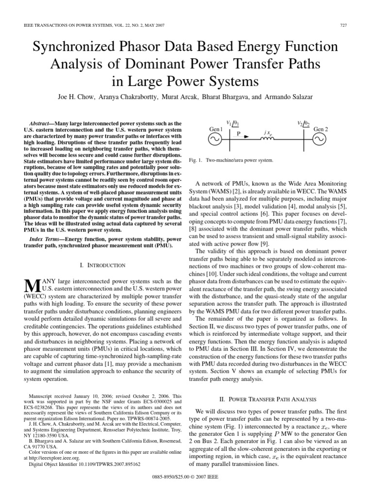 Synchronized Phasor Data Based Energy Function Analysis of Dominant ...