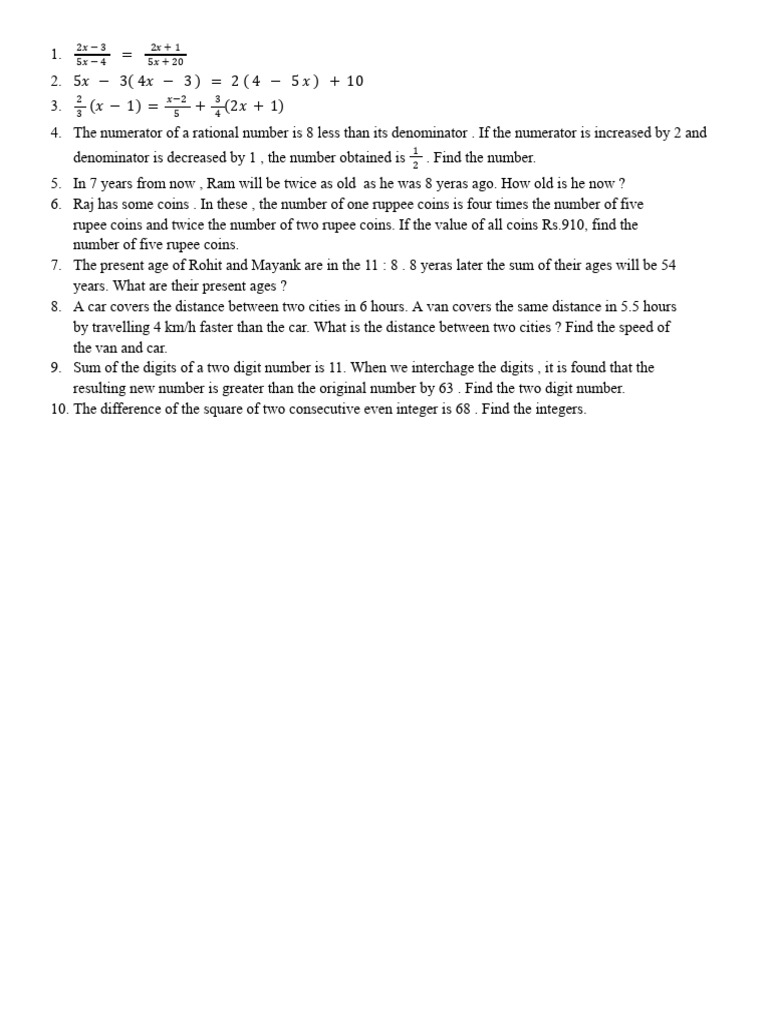 Linear Equation and Inequalities | PDF