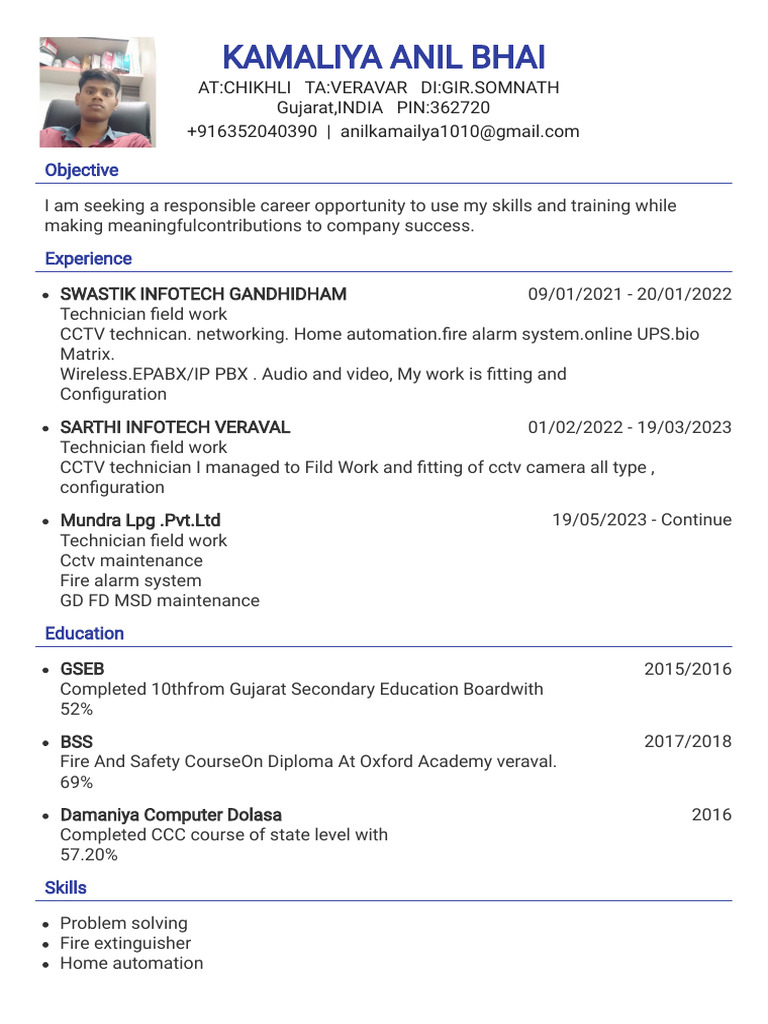 Anil Kamaliya CV | PDF